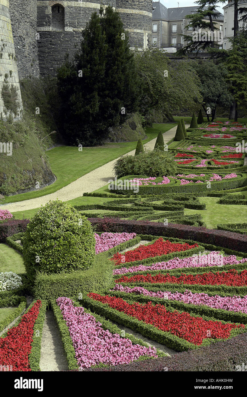 Gardens in Angers castle France Stock Photo - Alamy