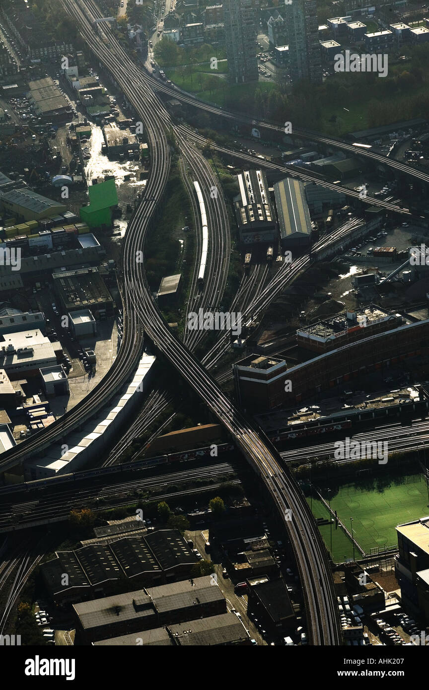 aerial view of train tracks London UK Stock Photo - Alamy