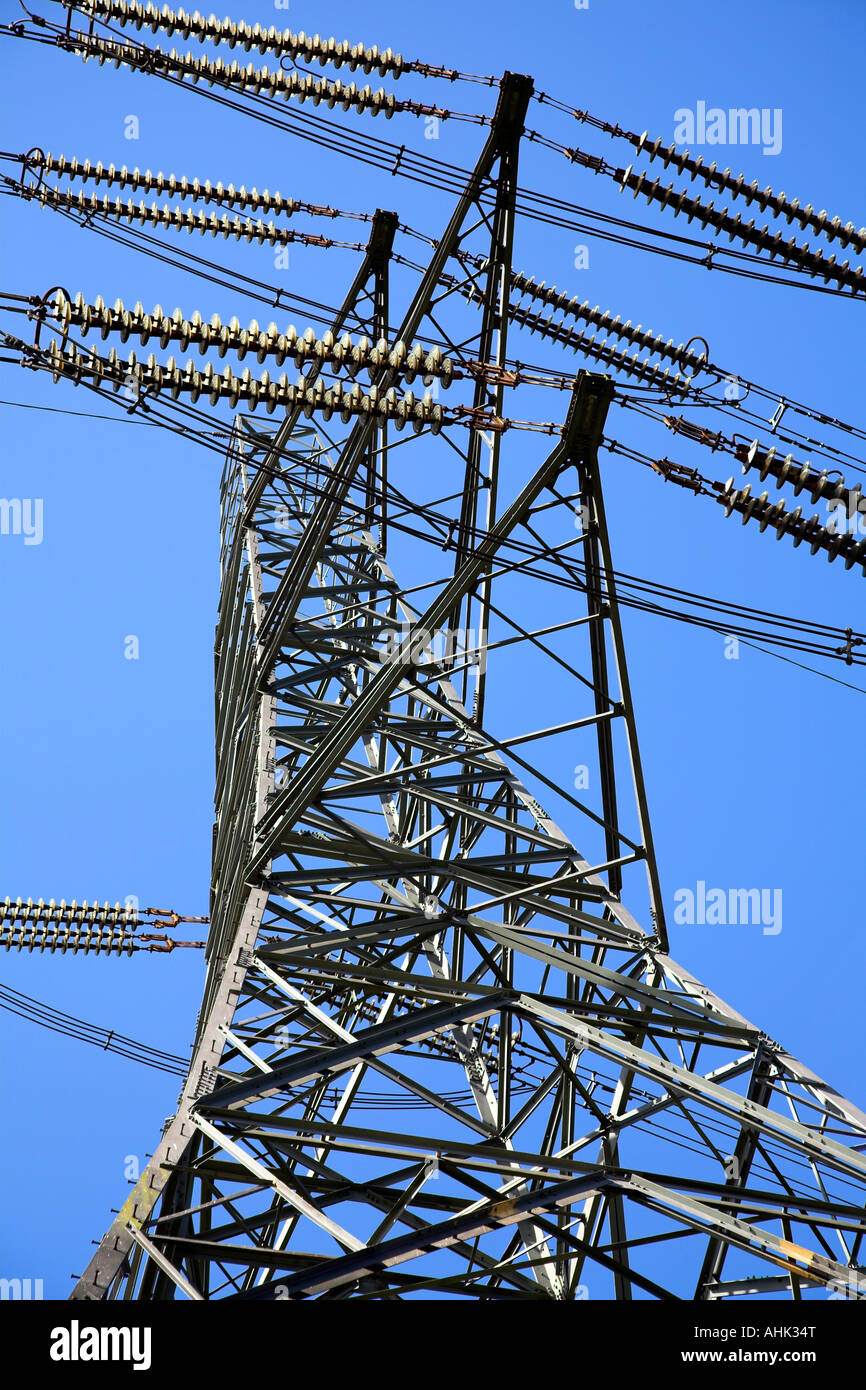 Electricity transmission lines Stock Photo - Alamy