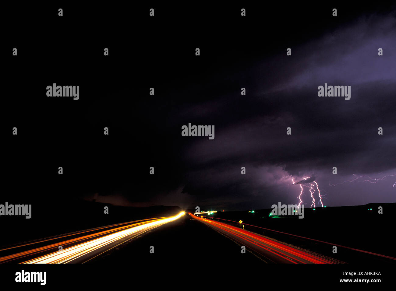 USA Colorado Trinidad Lightning from cumulonimbus storm cloud above ...