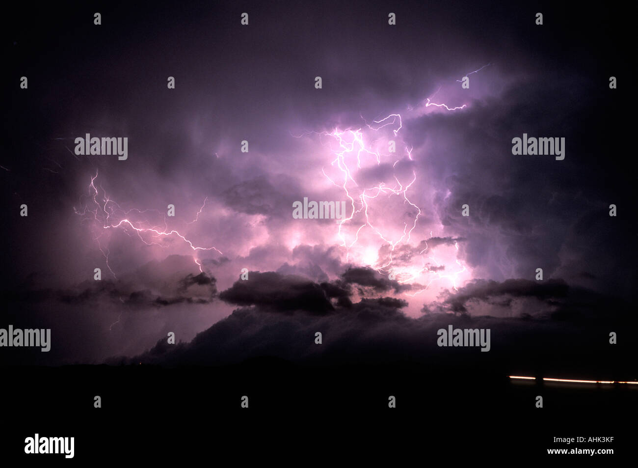 USA Nebraska Scotts Bluff Lightning from massive cumulonimbus supercell ...