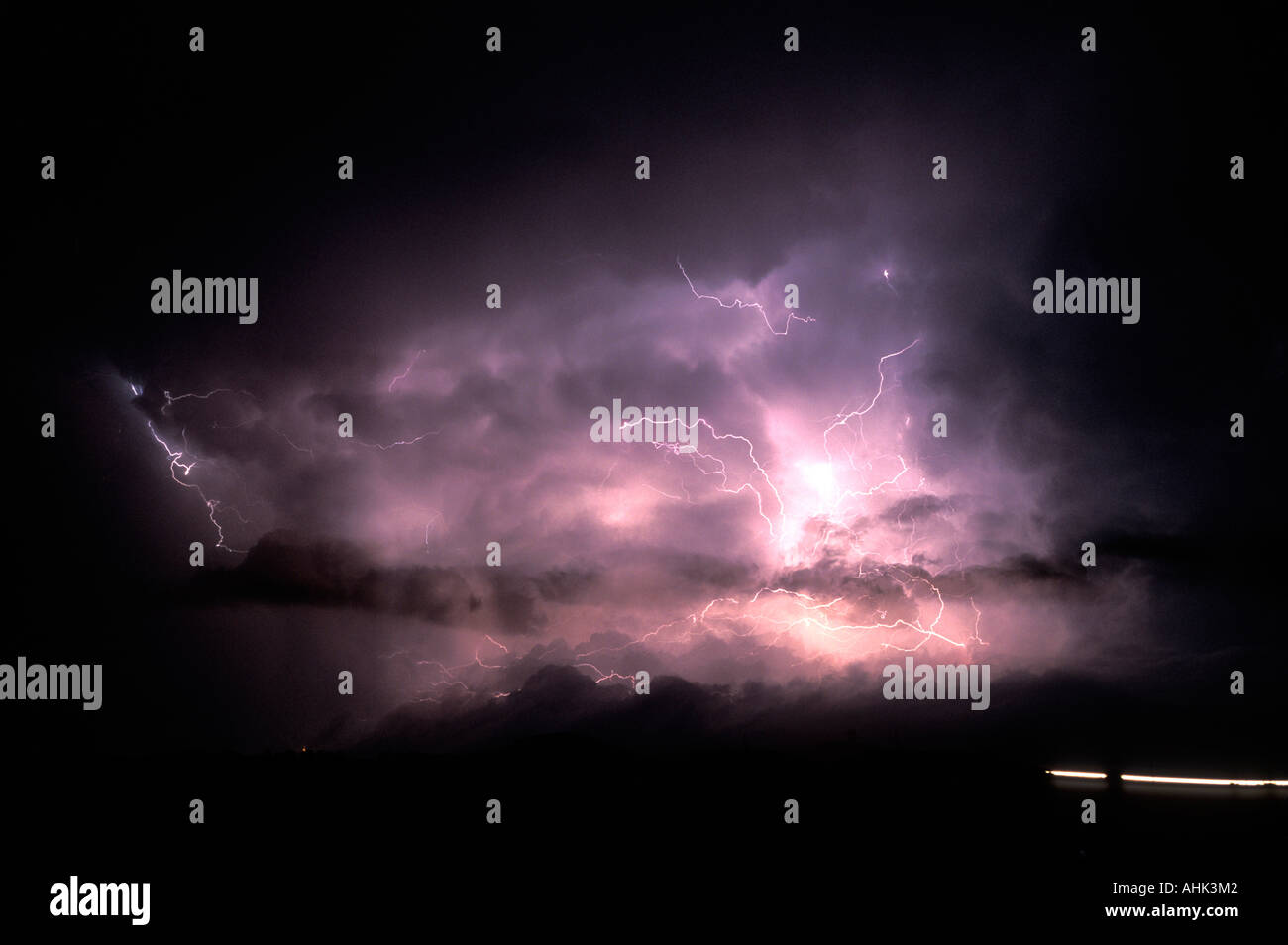 USA Nebraska Scotts Bluff Lightning from massive cumulonimbus supercell ...