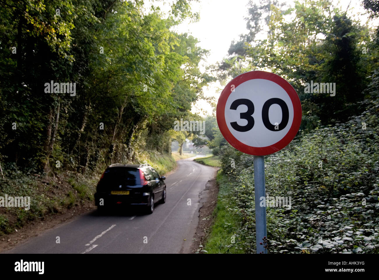 country road with 30mph sign Stock Photo - Alamy