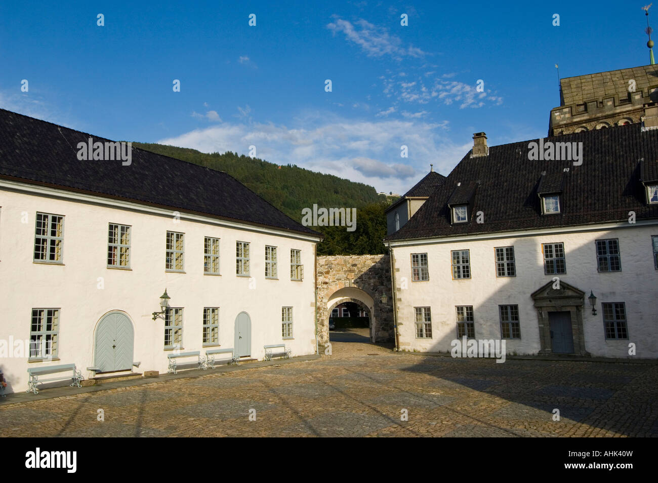 Buildings in Bergenhus Fortress complex Bergen Norway Stock Photo - Alamy