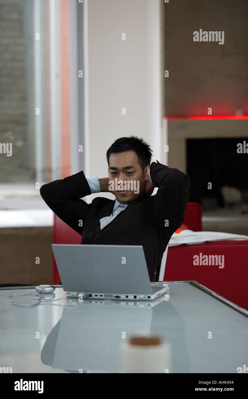 Smug man computer hi-res stock photography and images - Alamy