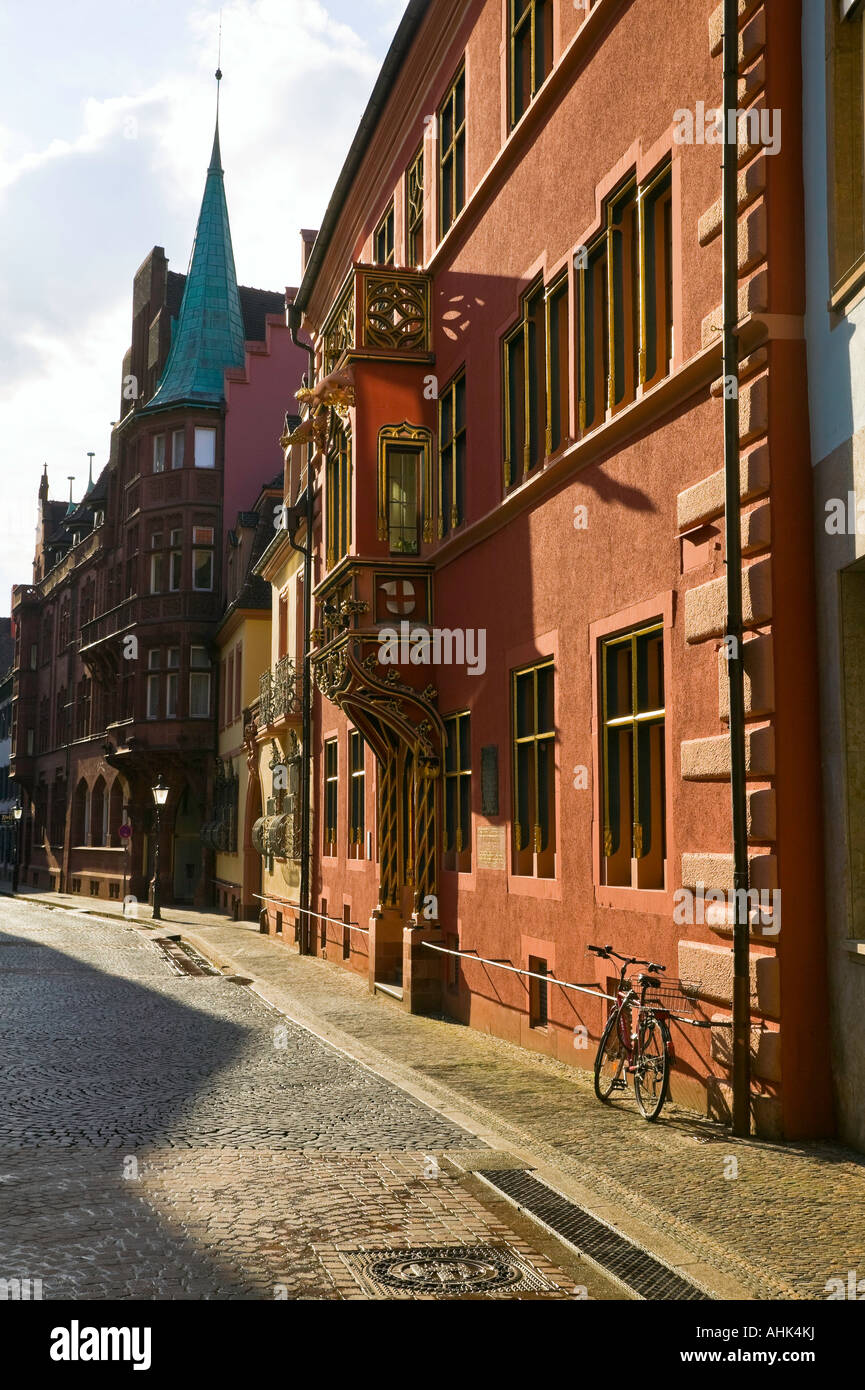 Old town street scene in Freiburg Stock Photo - Alamy