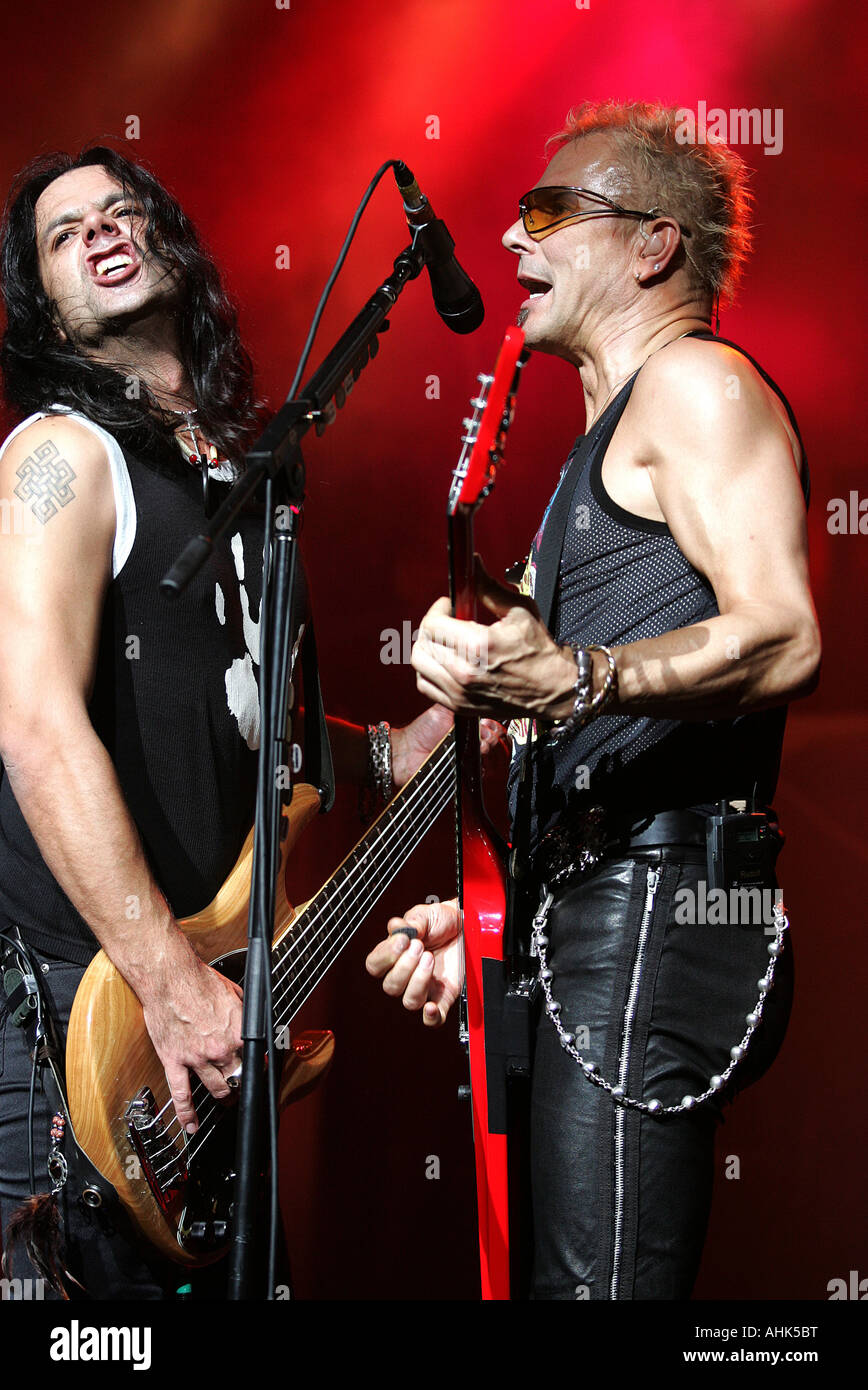 THE SCORPIONS German rock group with Ralph Rieckerman at left and ...