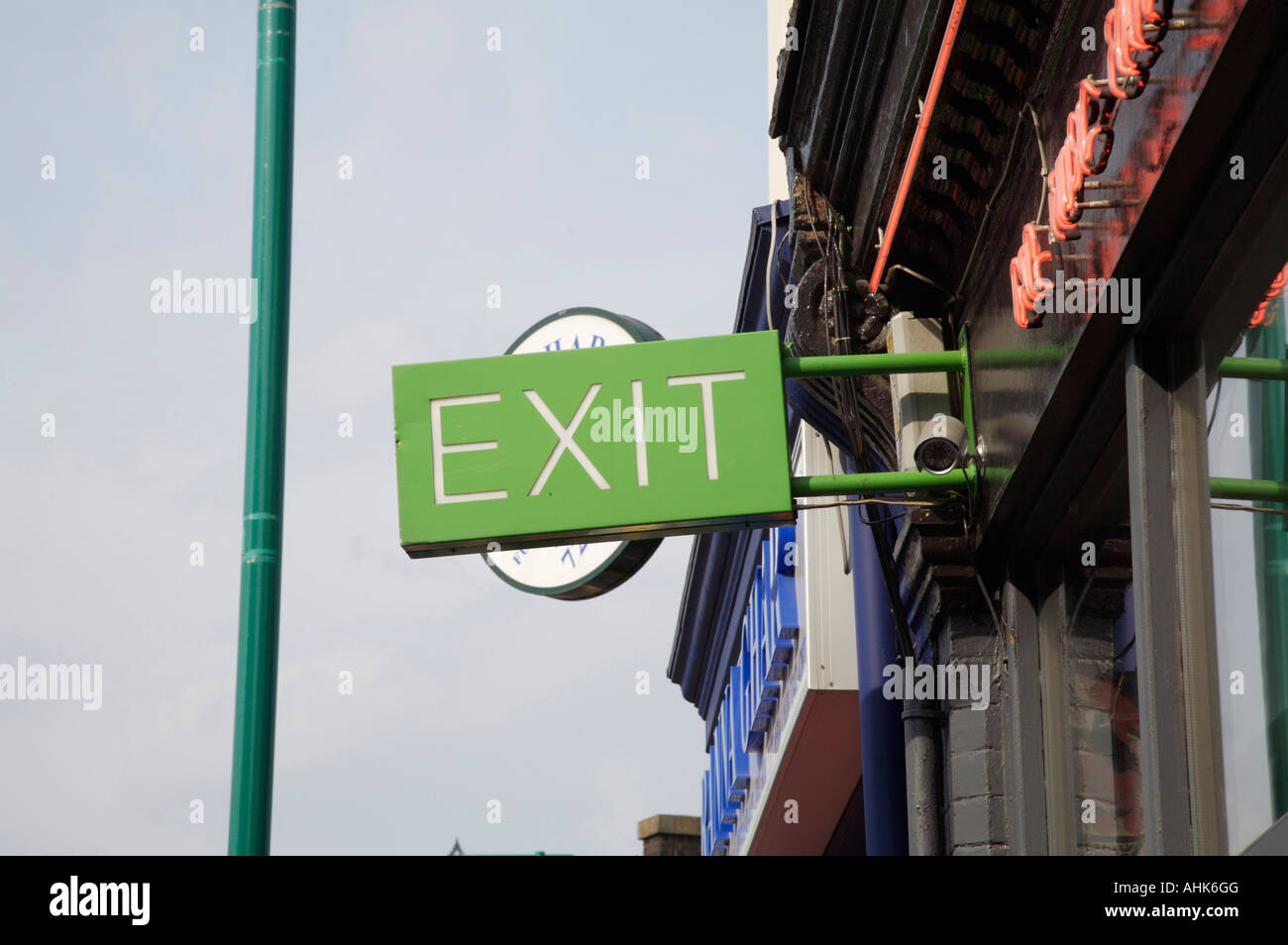 exit sign on a london street Stock Photo - Alamy