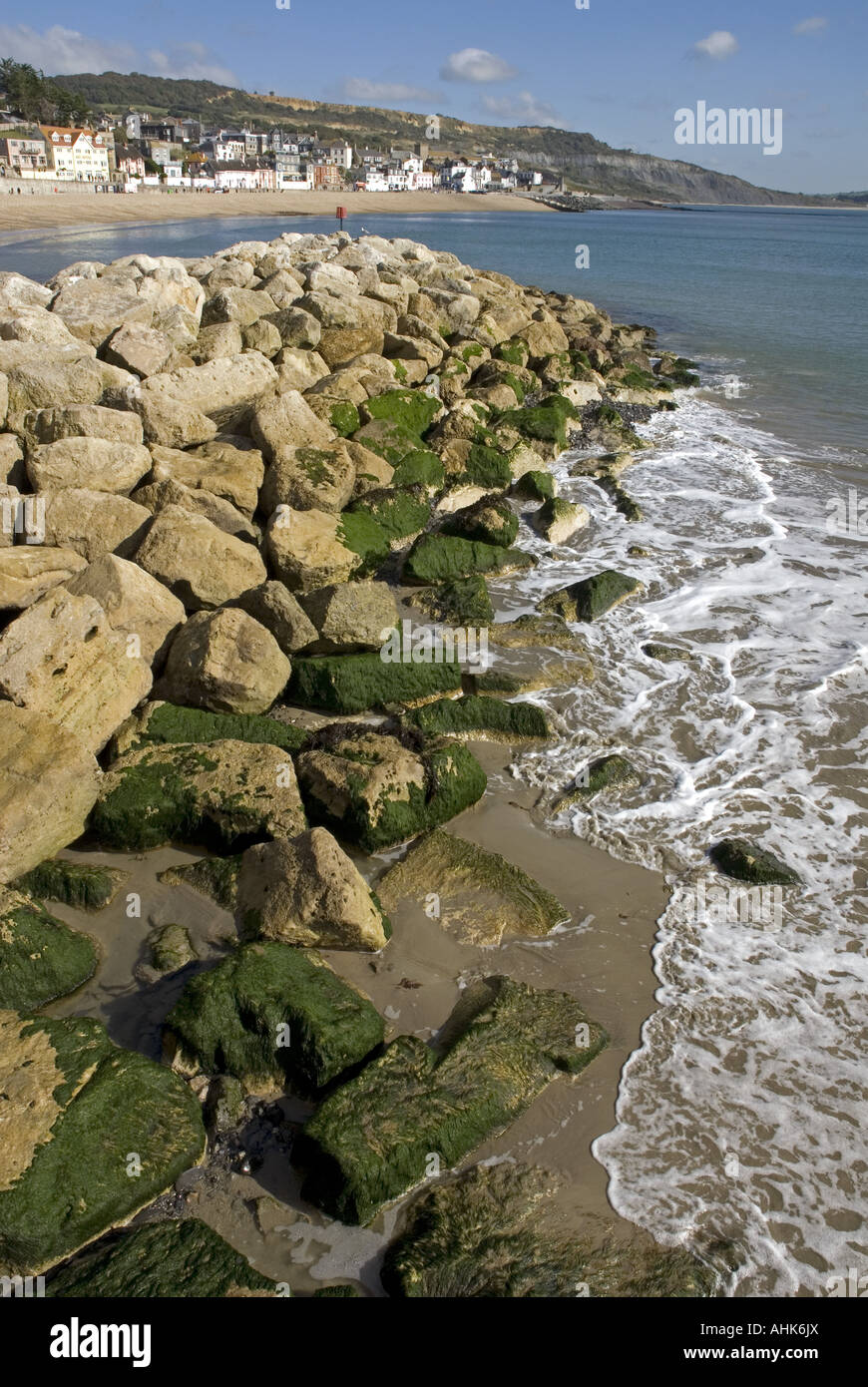 Breakwater and the coastal town of Lyme Regis, Dorset Stock Photo - Alamy