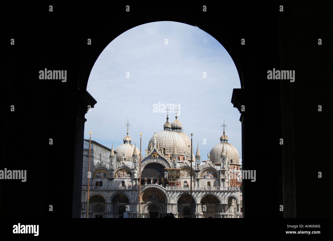 basilica San Marco viewed through archway Venice Italy September 2007 ...