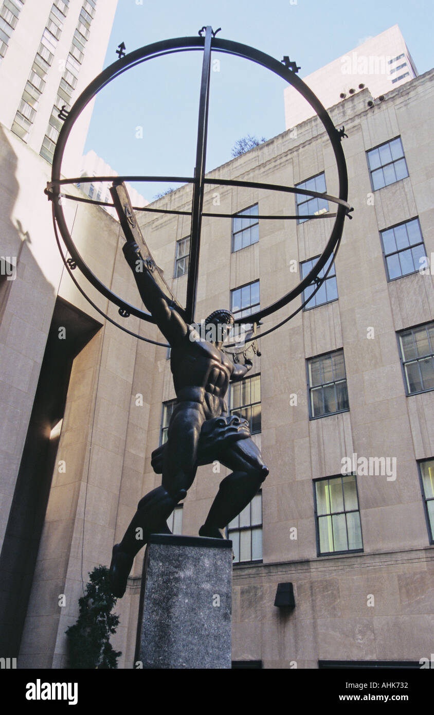 Art Deco statue outside the Rockefeller centre 30 Rockefeller Plaza New ...
