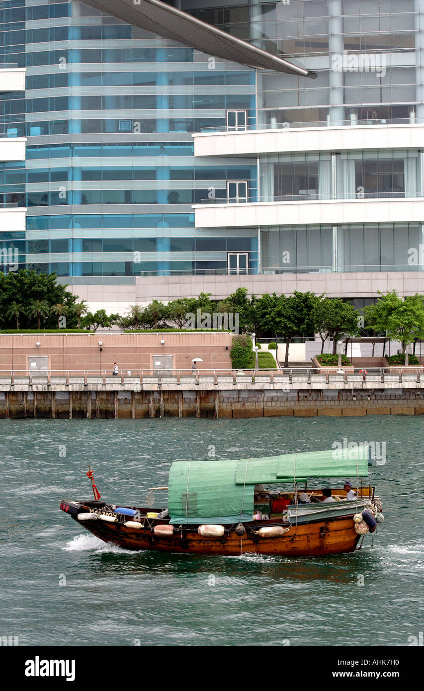Small Traditional Chinese Junk or Sampan in the Waters of Victoria ...