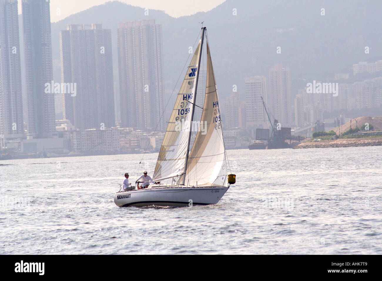 Sailing Sailboat in Hong Kong, China Stock Photo - Alamy