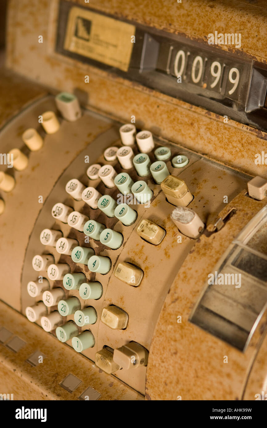 Close up of an Antique cash register in a historic 1920s Stock Photo ...