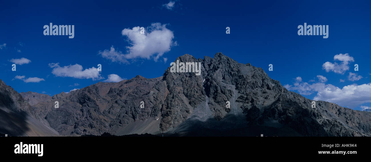 Chile Andes Mountains loom into blue sky at 10 000 near town of ...