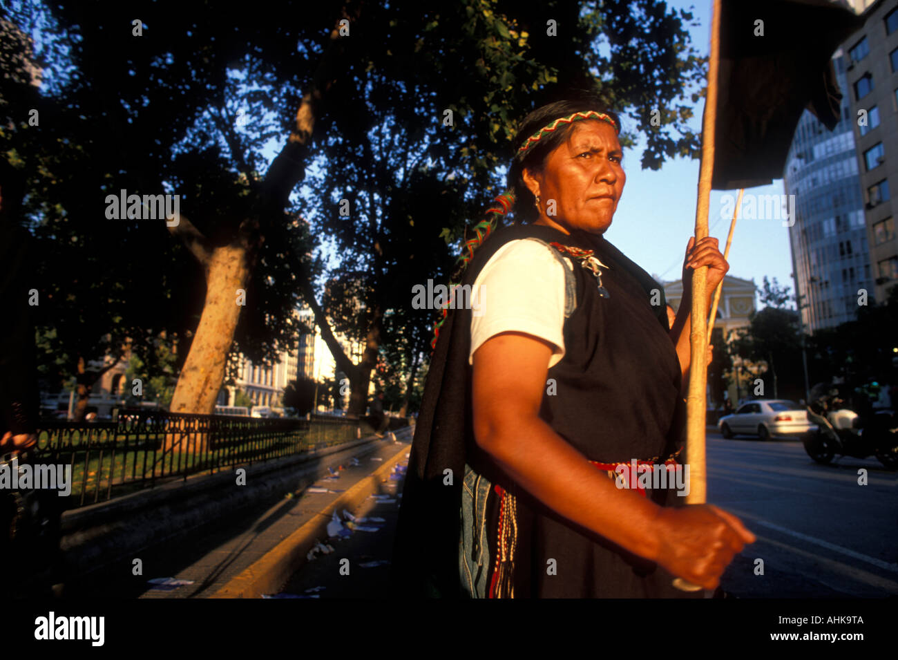 Chile Santiago Native woman from Puerto Mapuche march for Socialist ...