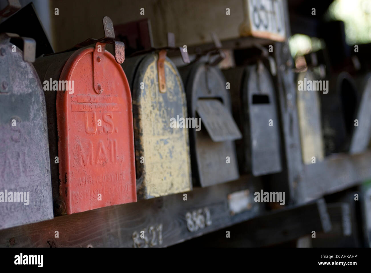 mailboxes in a row Stock Photo - Alamy