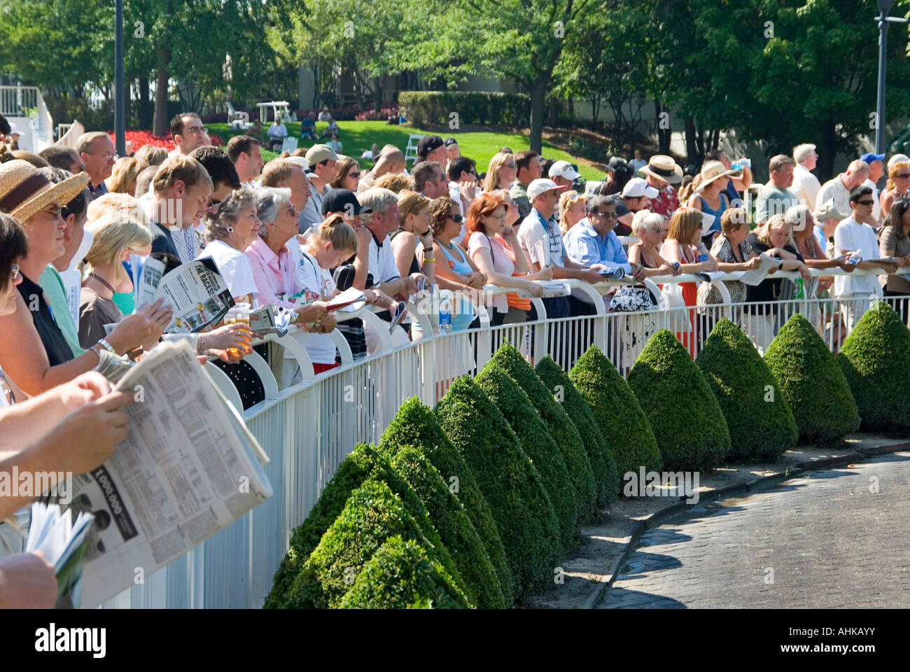 Horse Racing Paddock Crowd Stock Photo - Alamy