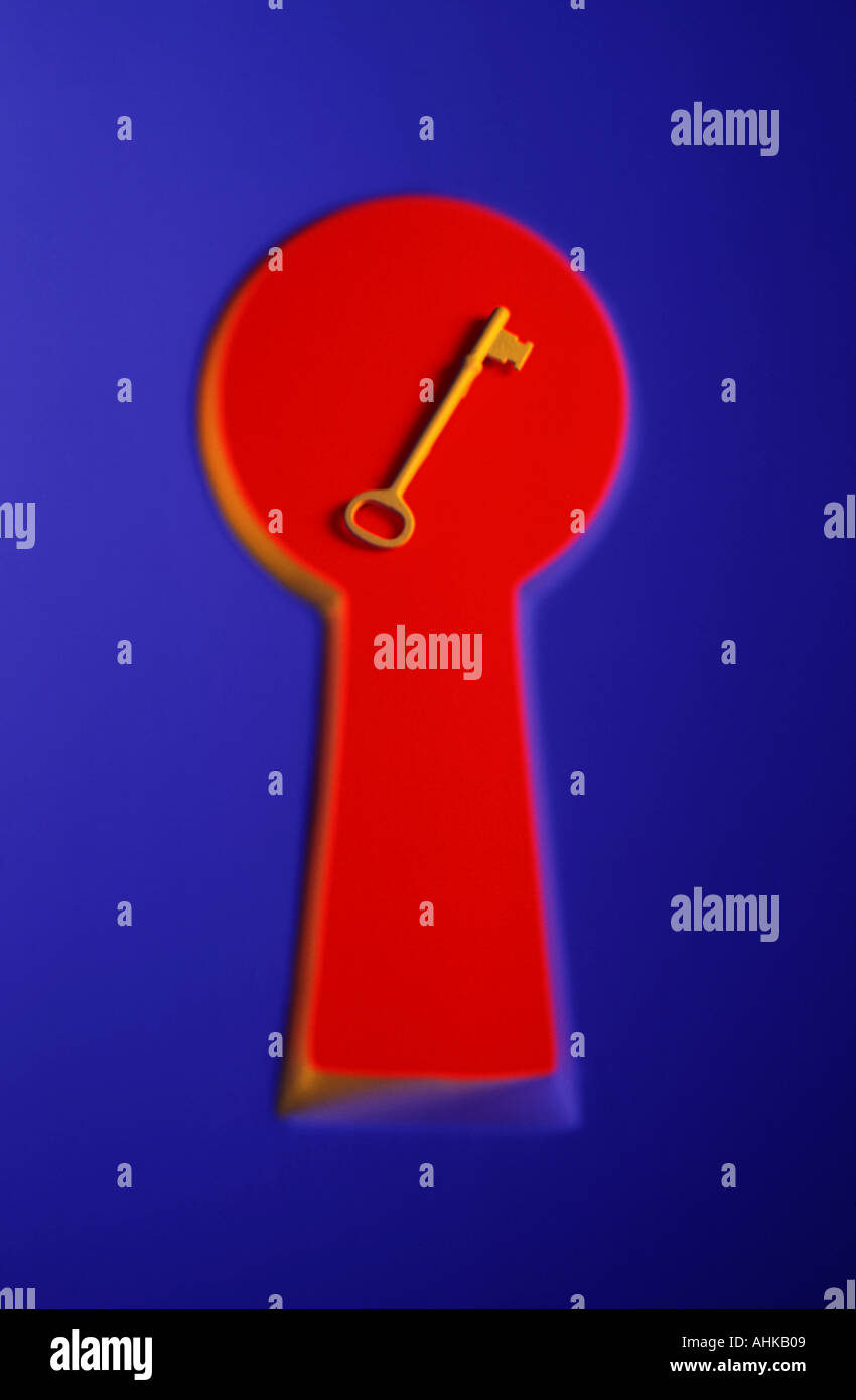 Old fashioned key viewed through a keyhole Stock Photo - Alamy