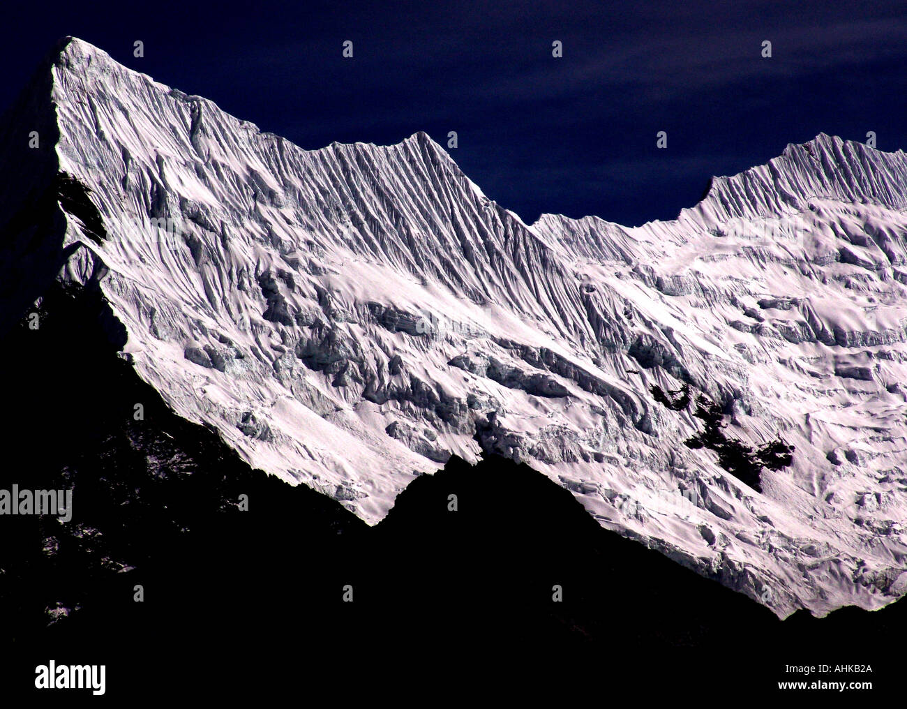 Snow fluting on a mountain ridge in the himalayas Stock Photo - Alamy