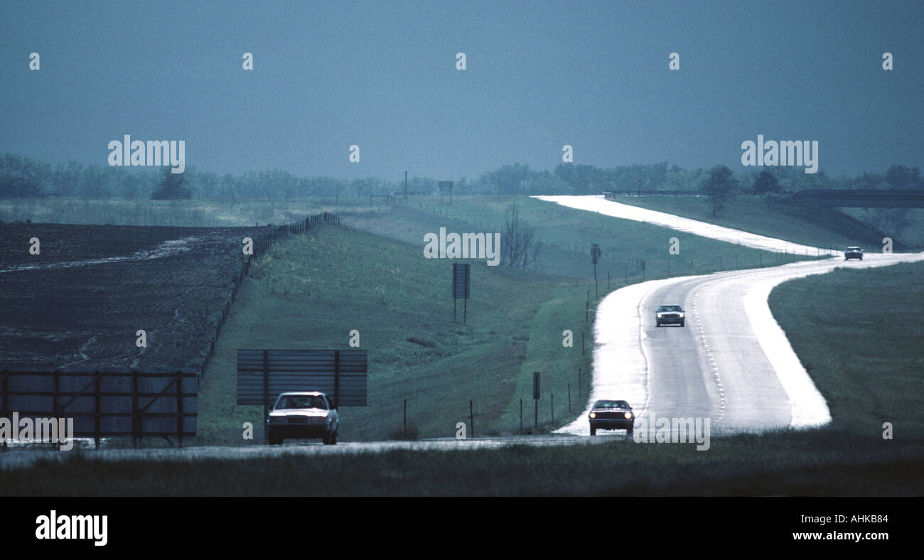 I 80 interstate freeway highway in western Kansas with cars Stock Photo ...