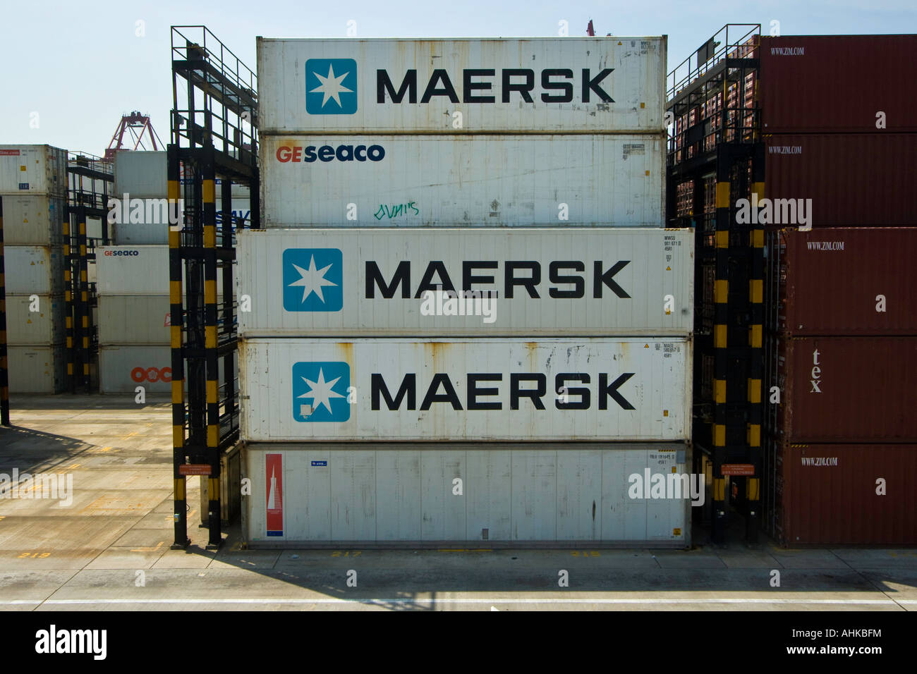 Maersk Shipping Containers Modern Terminals Hong Kong Docks Stock Photo ...
