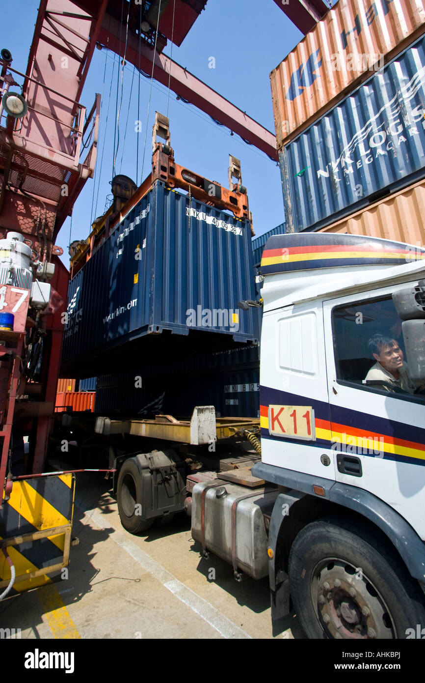 Shipping Containers Truck Modern Terminals Hong Kong Docks Stock Photo ...