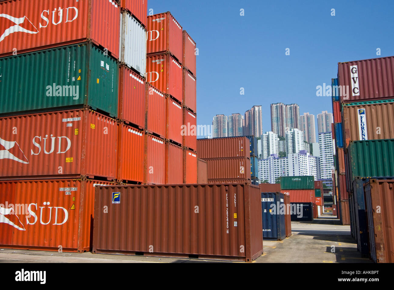 Shipping Containers Modern Terminals Hong Kong Docks Stock Photo - Alamy