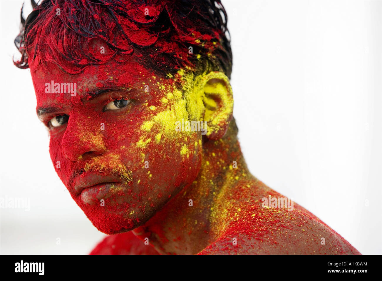 Man covered in red pigment hi-res stock photography and images - Alamy