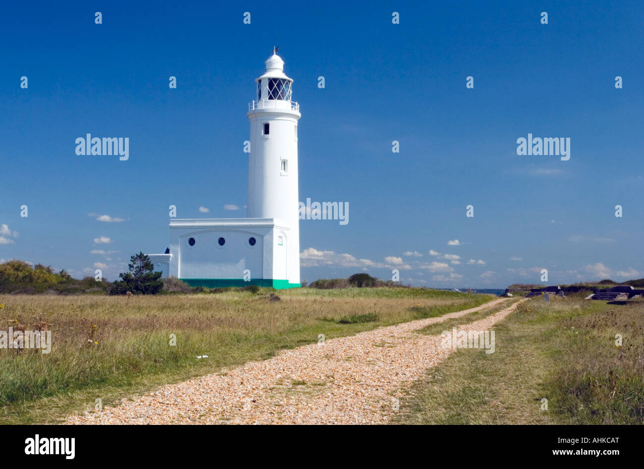 Hurst Point lighthouse on Hurst Spit, Keyhaven, Hampshire, UK Stock ...