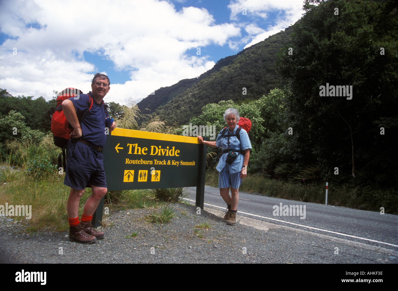 Hikers reach the main divide trailhead after 3 days on the Routeburn ...