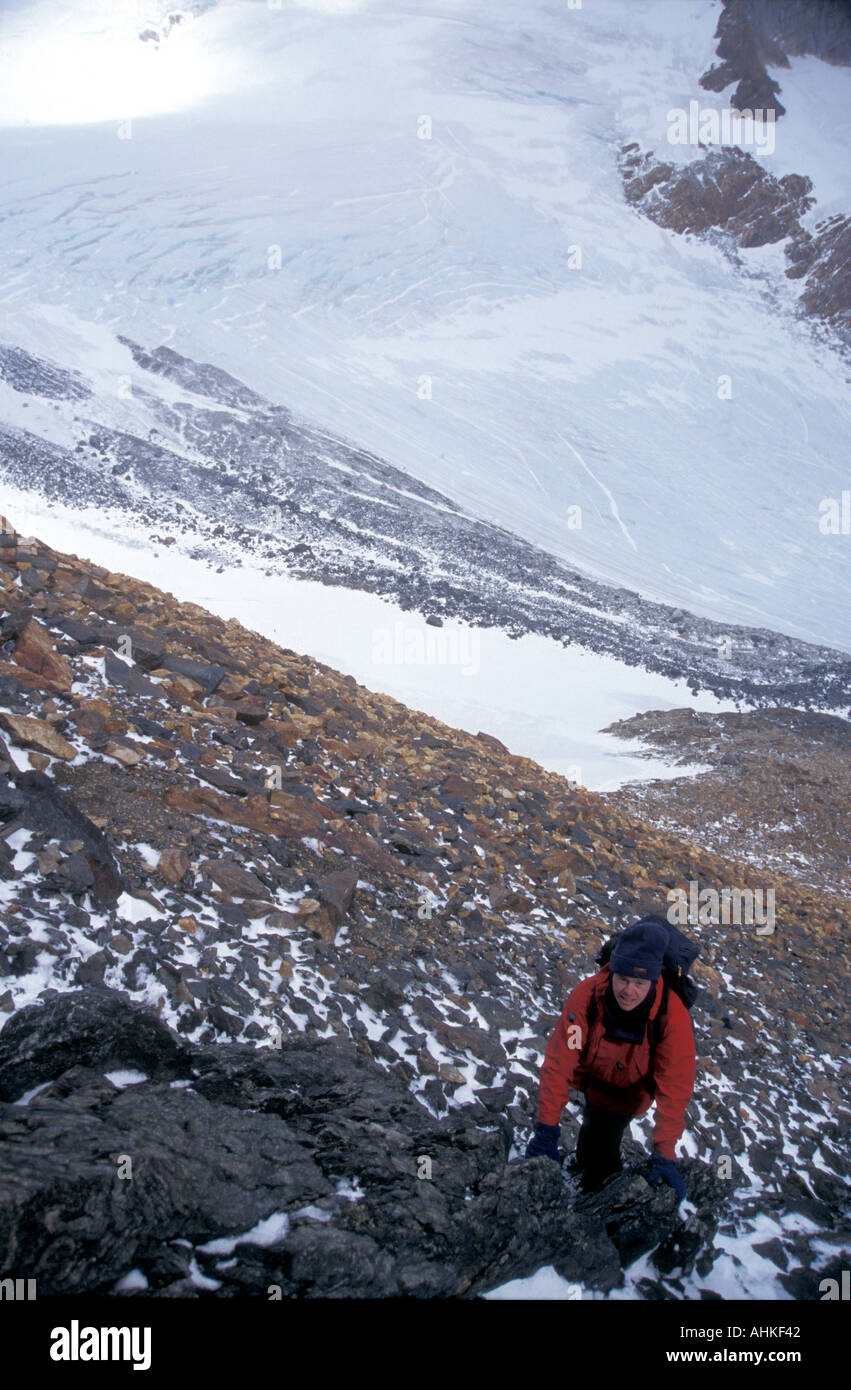 Walker climbing Cerro Electrico near Mount Fitzroy Parque Nacional Los ...