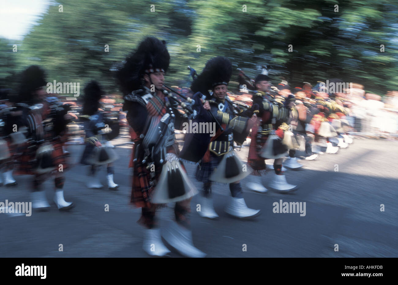 Scots Guards band marching at Edinburgh Festival Cavalcade 2004 before ...