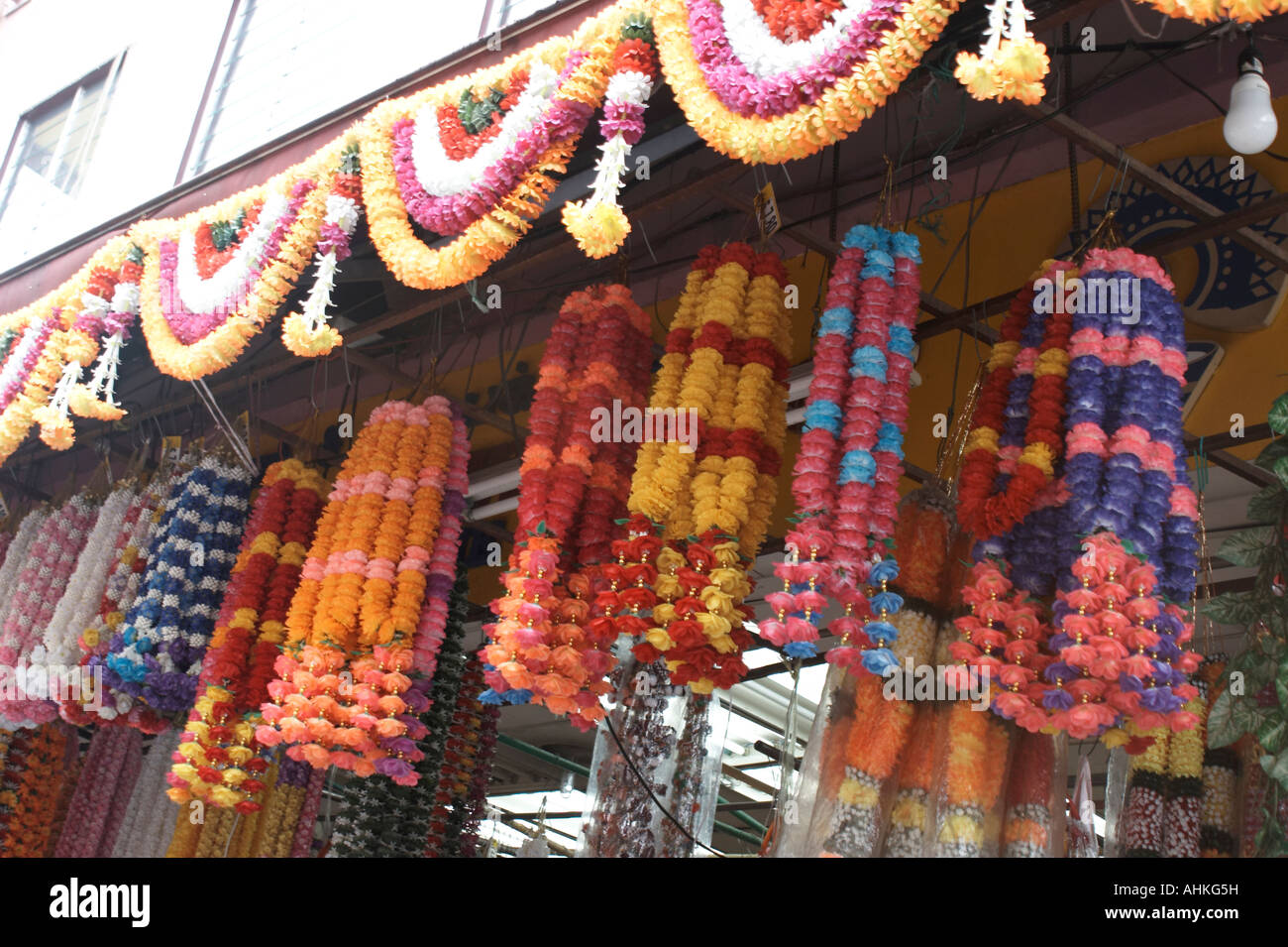 Indian flower garland stall in Little India, Singapore Stock Photo - Alamy