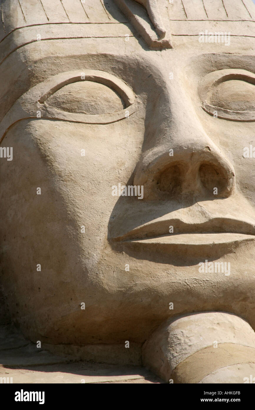 Sand sculpture of an egyptian pharaoh at the world sand sculpting ...