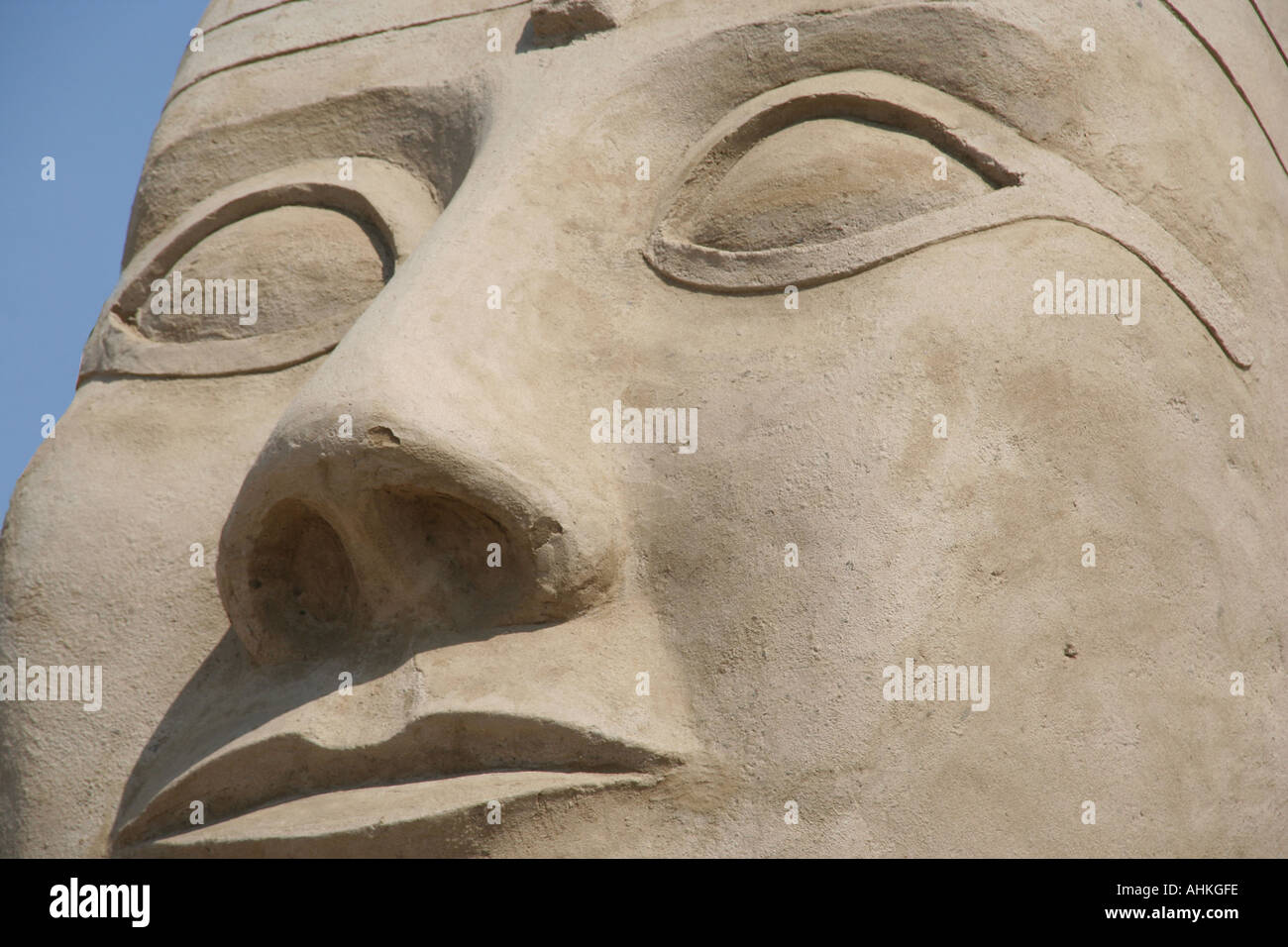 Sand sculpture of an egyptian pharaoh at the world sand sculpting ...