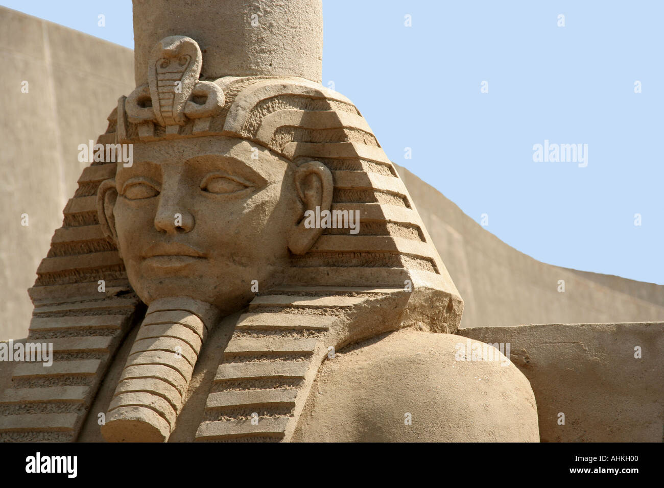 Sand sculpture of an egyptian pharaoh at the world sand sculpting ...