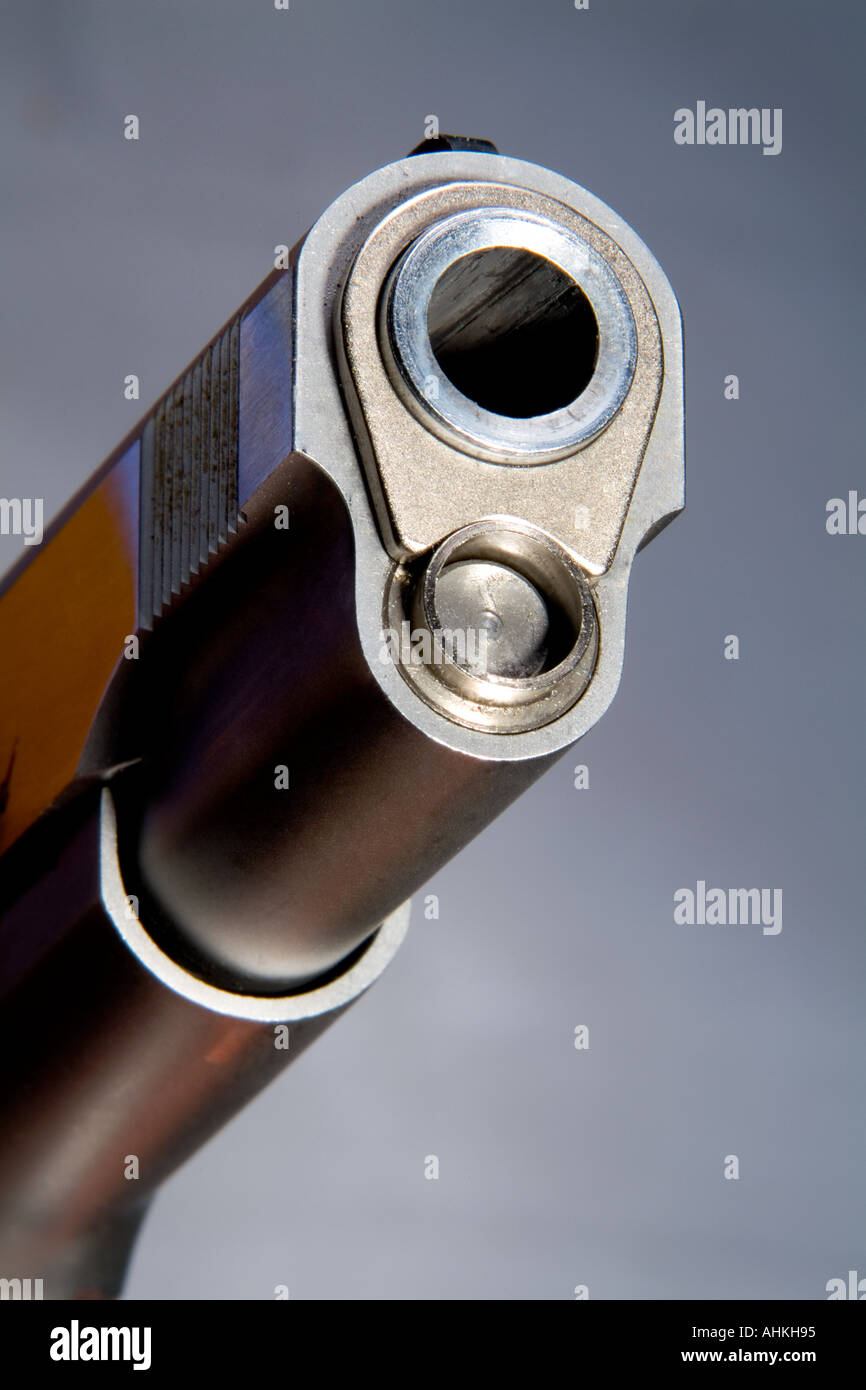 Close up of handgun muzzle Stock Photo - Alamy