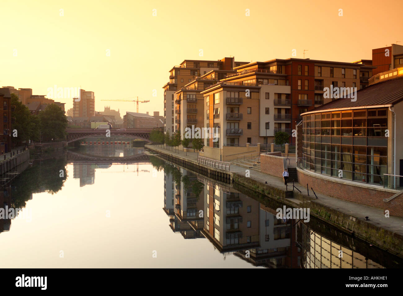 Sunrise Leeds Liverpool Canal River Aire Leeds City Centre an area ...