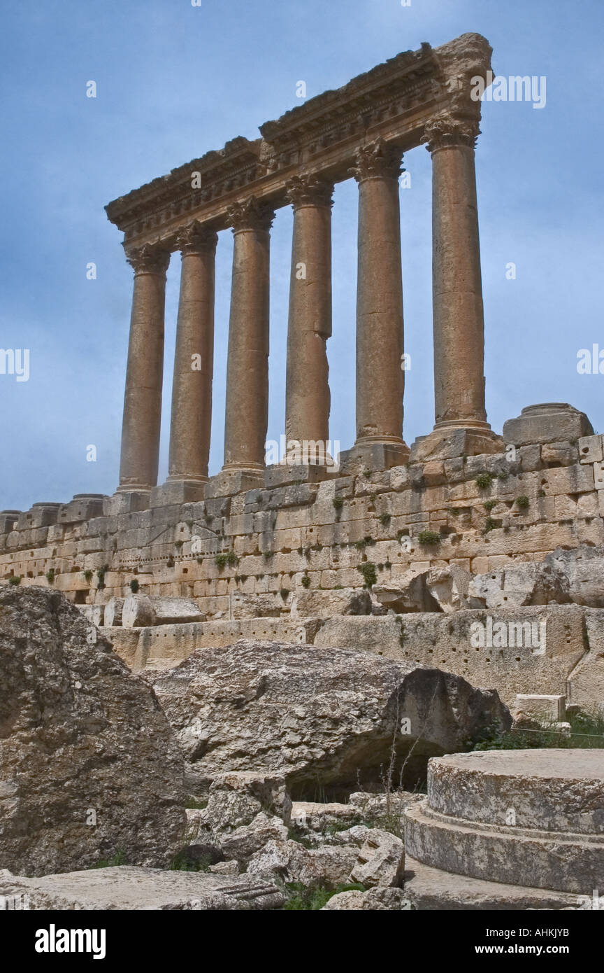 Lebanon Baalbek Temple Jupiter columns Stock Photo - Alamy