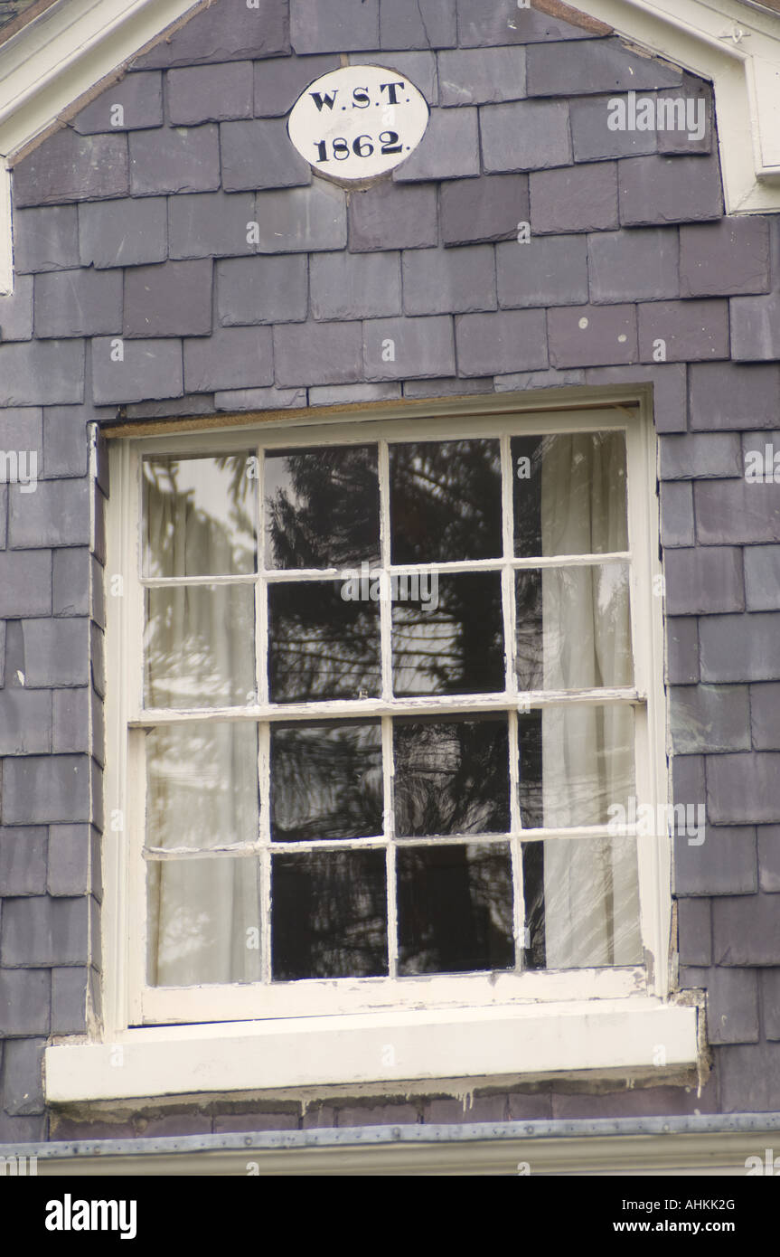 Slate clad house Llansanffraid or Llansantffraid ym Mechain Powys Wales ...