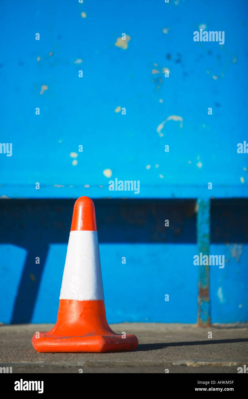 Traffic cone in bus stop Stock Photo - Alamy