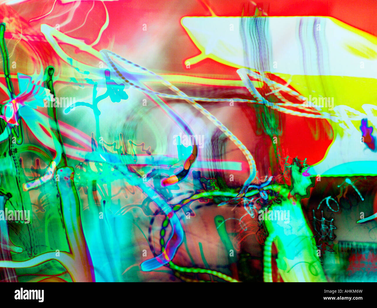 blurred neon signs and rays of light, contemporary Art,expressive ...