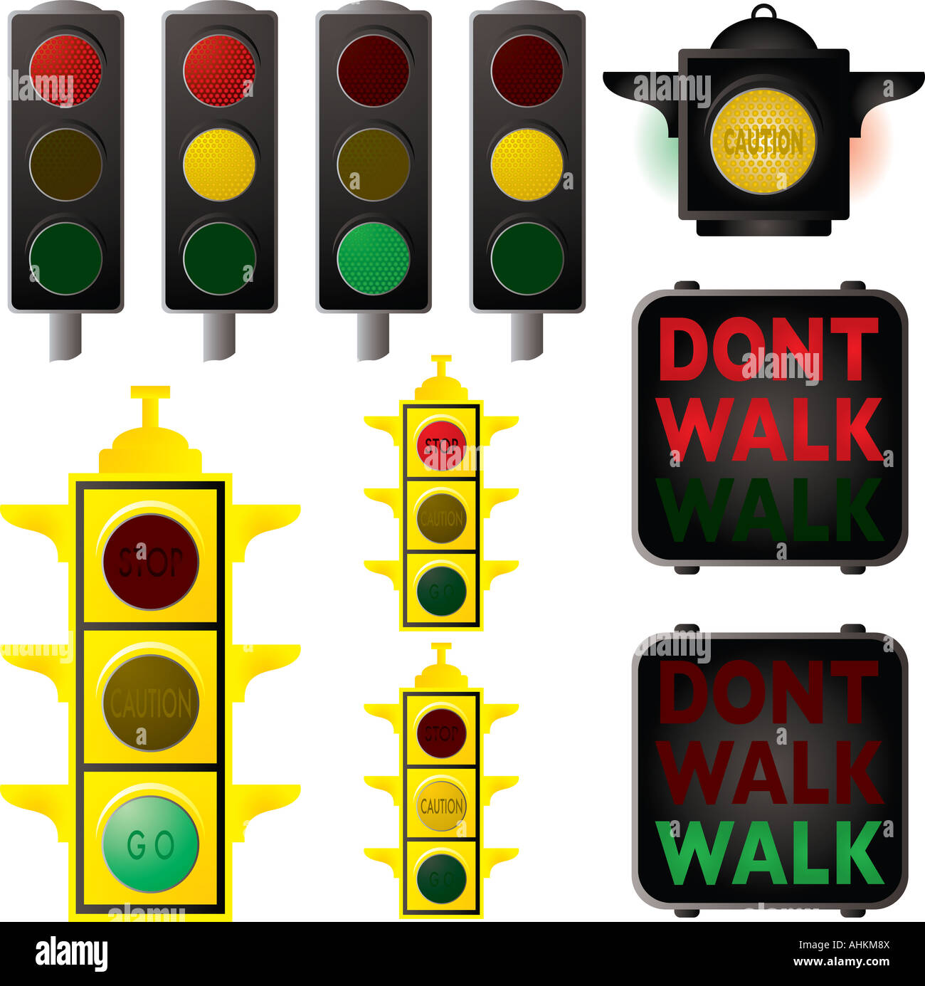Collection of traffic signals in different stages of changes Stock ...