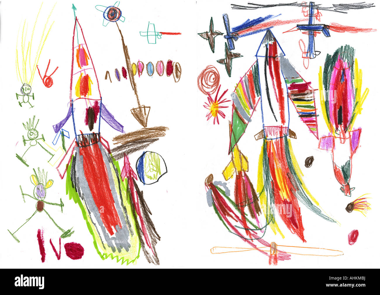 Two Rockets starting in the sky and the universe Stock Photo - Alamy