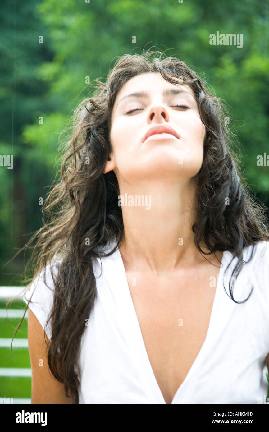 woman relaxing outside Stock Photo - Alamy