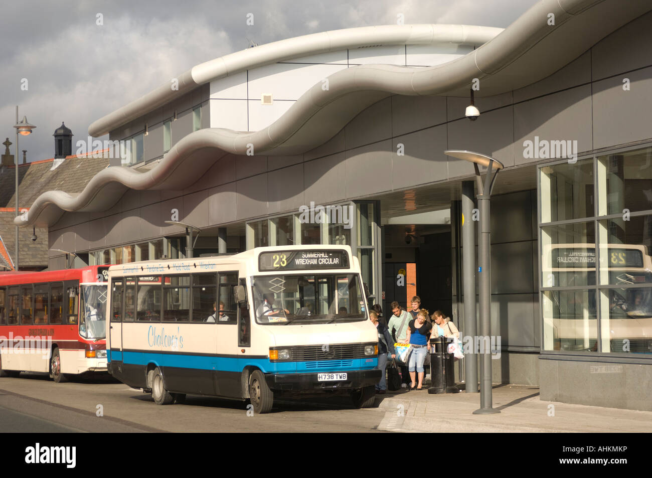 people passengers boarding bus outside the modern bus Station Wrexham ...