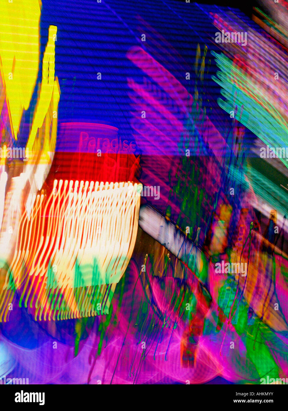 blurred neon signs and rays of light, contemporary Art Modern abstract ...