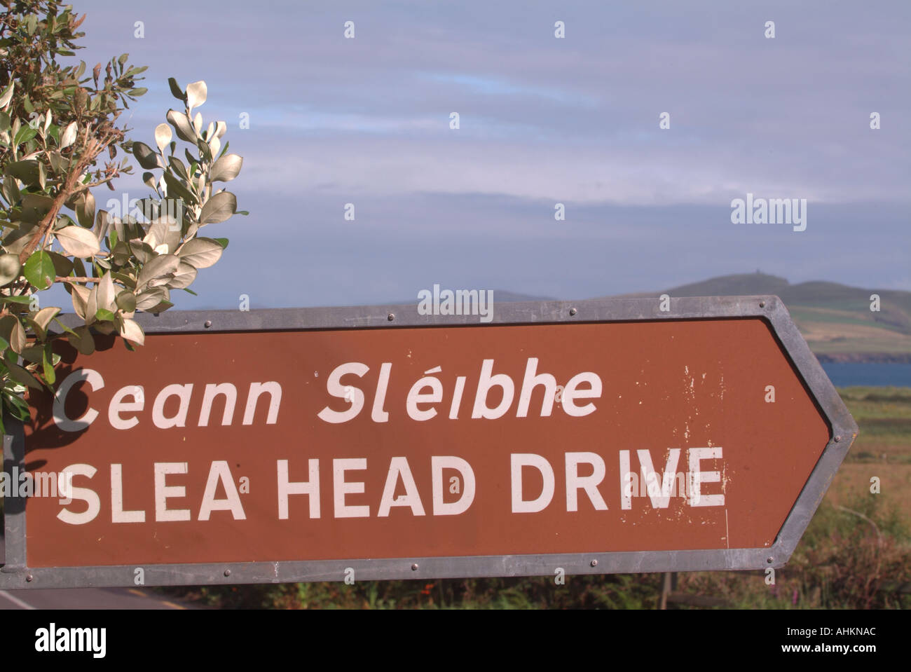 slea head road sign co kerry ireland dingle bay in background Stock ...