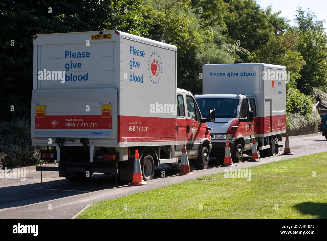 National blood transfusion service lorries in corporate car park Stock ...